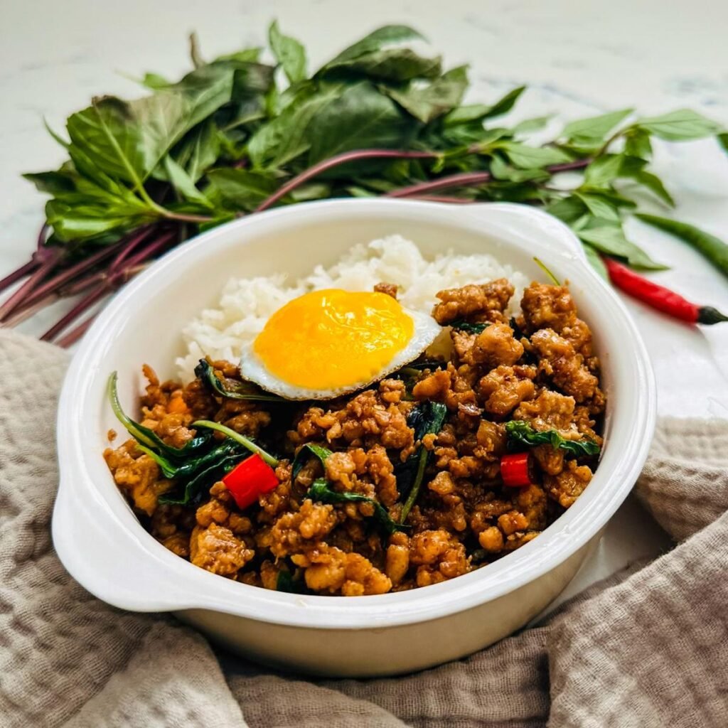 Pad Krapow Gai (Chicken and Holy Basil Stir Fry) - Deliciously Rushed