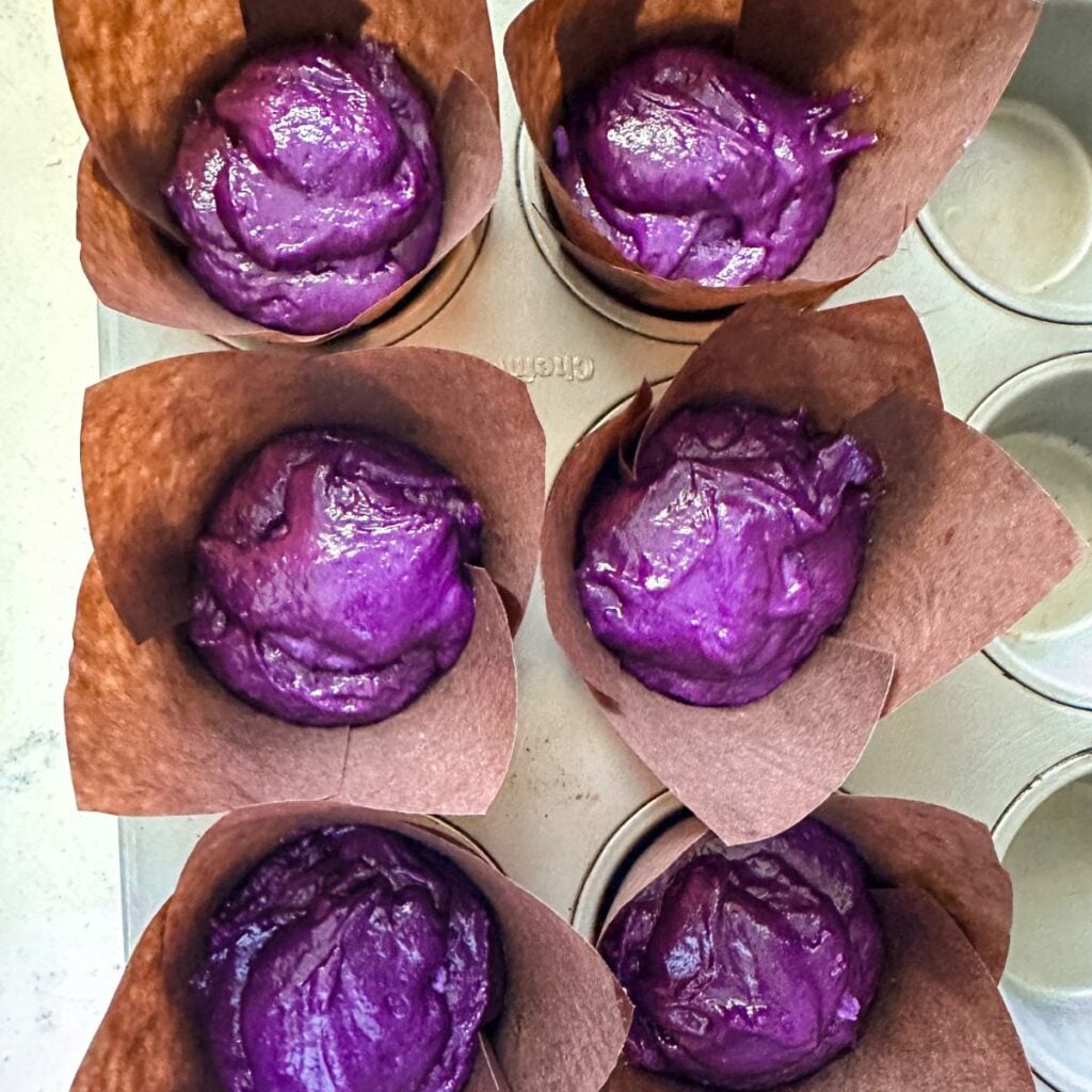 Moist & Fluffy Ube Muffins - Deliciously Rushed