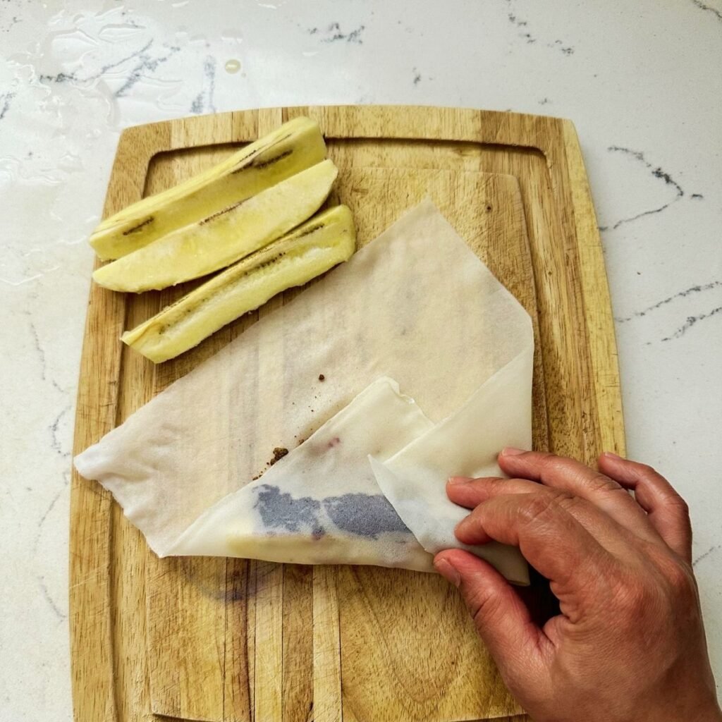 Crispy Ube Banana Turon Recipe - Deliciously Rushed