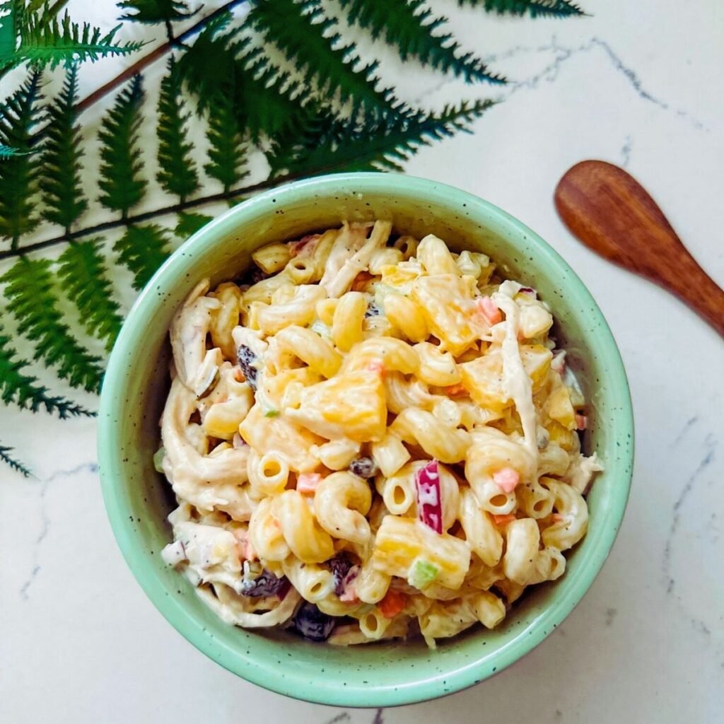 Filipino Chicken Macaroni Salad - Deliciously Rushed