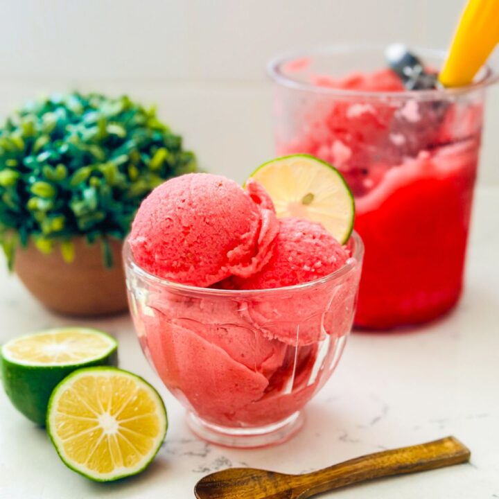 Ninja Creami Raspberry Lime Sorbet - Deliciously Rushed