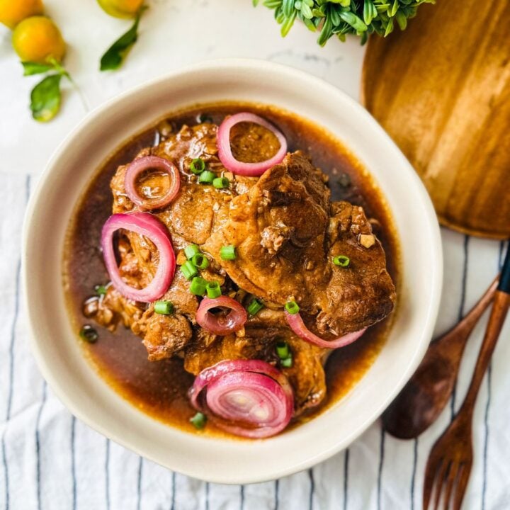 Easy Filipino Pork Steak (Bistek Tagalog) - Deliciously Rushed