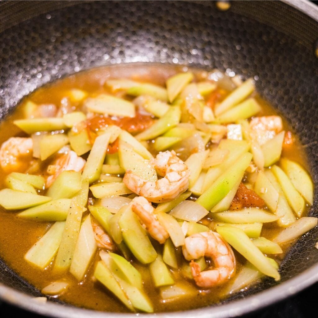 Ginisang Sayote (Easy Filipino Chayote Stir Fry) - Deliciously Rushed